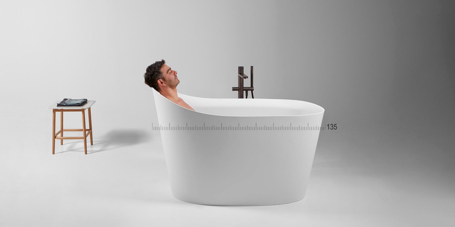 antoniolupi MASTELLO Sitzbadewanne, 135x75x87cm, basalto ...