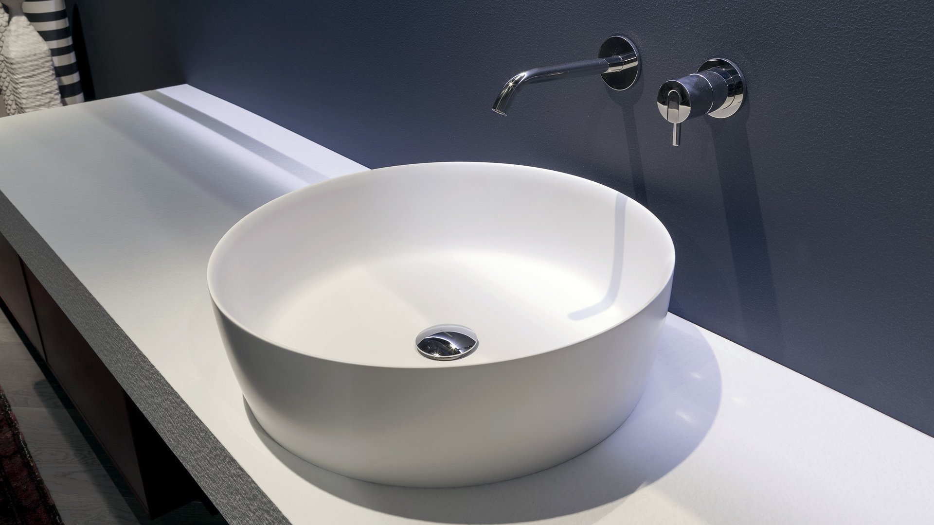 antoniolupi CATINO rundes Aufsatzbecken, D:50cm, weiß matt, Ablaufgarnitur weiß matt-CATINO ...