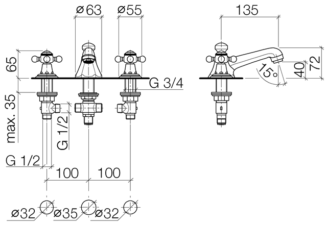 Dornbracht Madison Waschtischarmatur chrom | 20700360-00