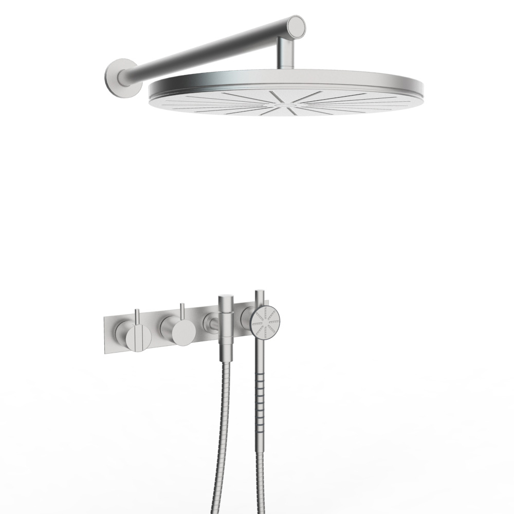 vola 2474S-061 Unterputz-Brause-Einhebelmischer mit 2-Wege-Umstellung, Wand-Regenbrause 060 ...