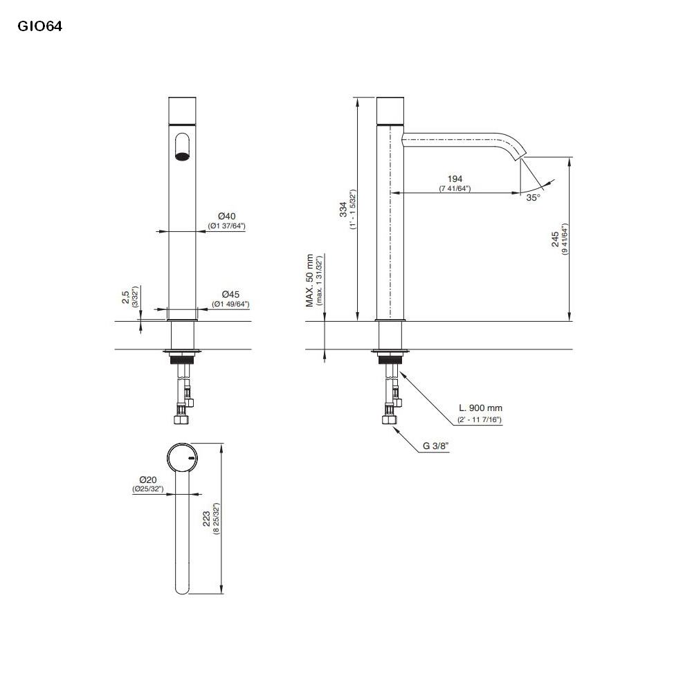 ceadesign Giotto Waschtischarmatur edelstahl matt | GIO64S