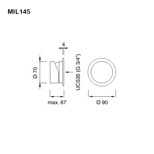 cea MIL 145 Wand-Eingriffmischer, high water flow, edelstahl satiniert ...
