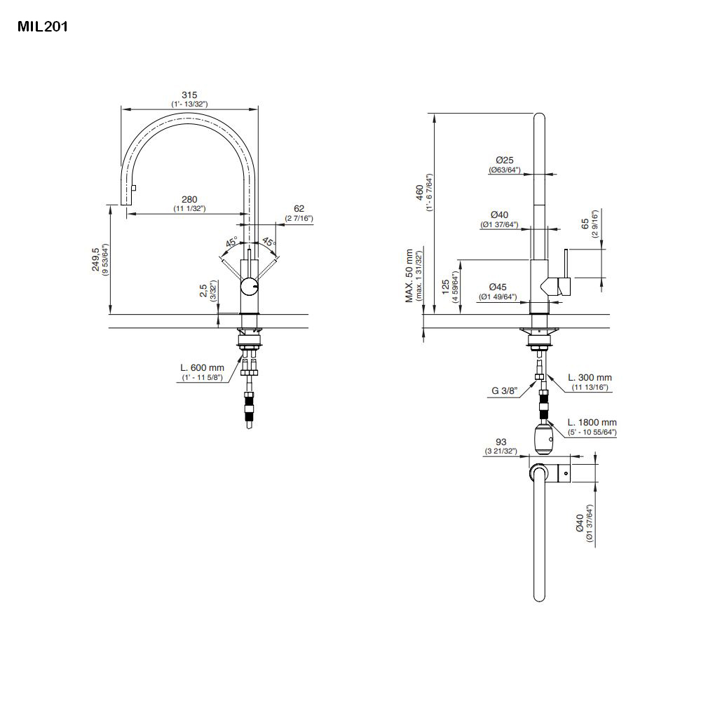 ceadesign Milo360 Küchenarmatur edelstahl matt | MIL201S