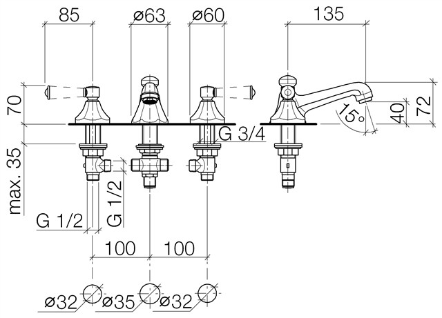 Dornbracht Madison Flair Waschtischarmatur dark platinum matt | 20700370-99
